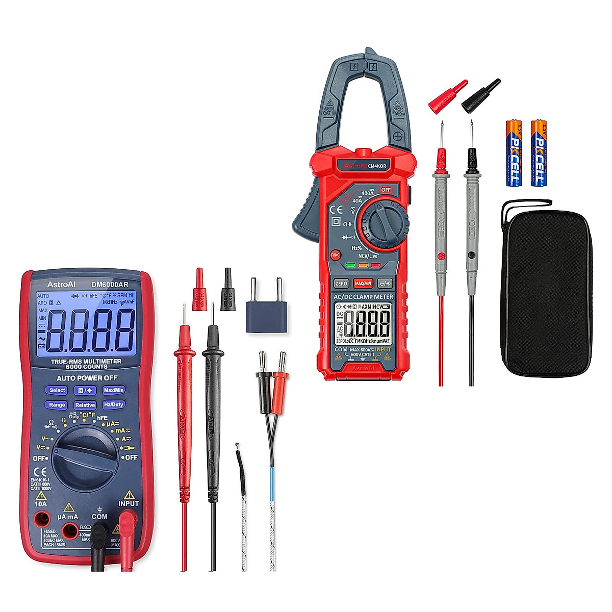 AstroAI TRMS 6000 Counts Multimeter with Large Backlit Display + 4000 Counts Auto-ranging Digital Clamp Meter