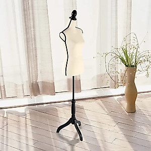 HOMBOUR Female Mannequin Body, Sewing Mannequin Torso Dress Form, Adjustable Mannequin with Stand for Sewing Dressmaker Jewelry Display, Beige