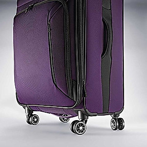 American Tourister Zoom Softside Luggage with Spinner Wheels, Purple, Checked-Medium 25-Inch