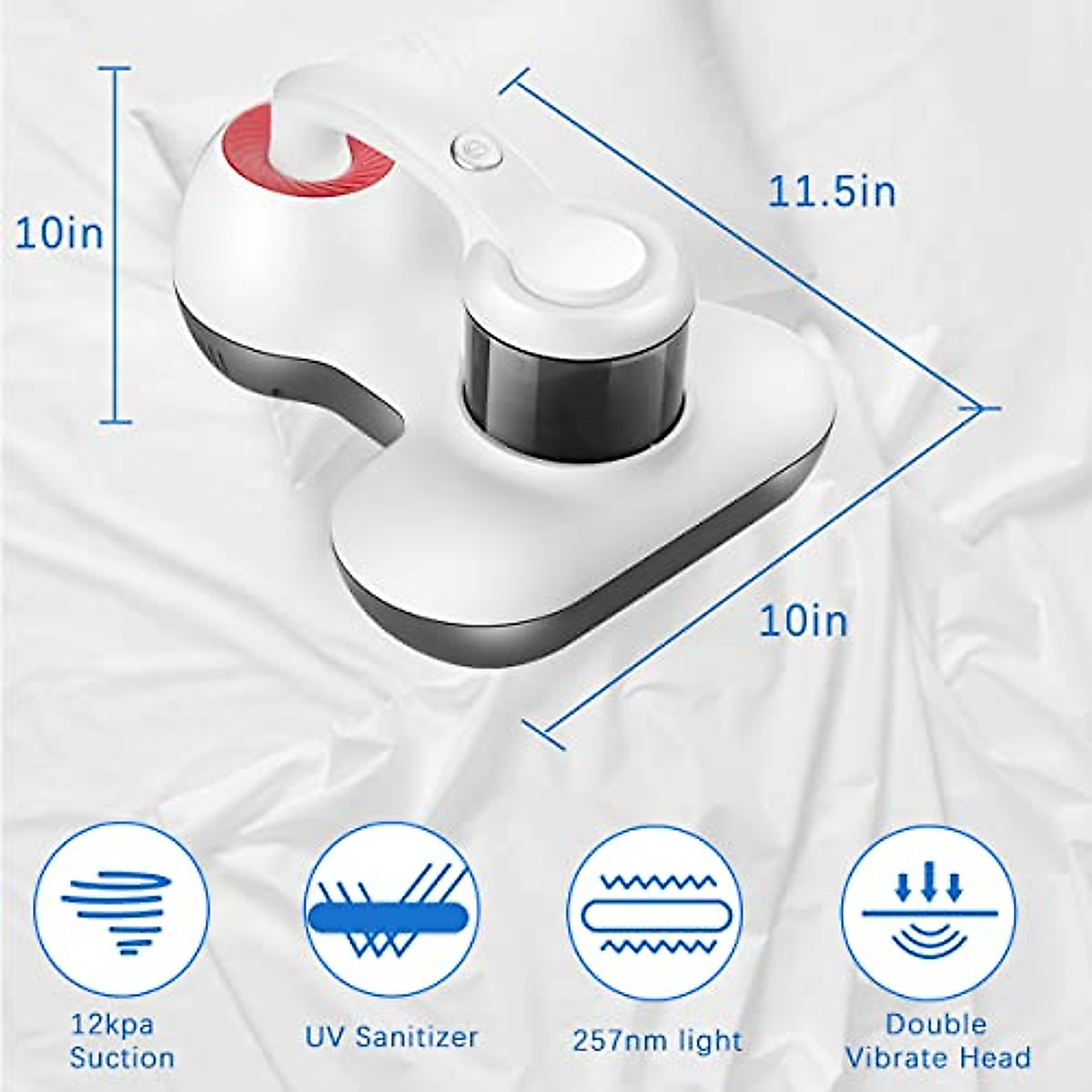 Hersven Mattress Vacuum Cleaner, UV Bed Vacuum Cleaner 12KPa Handheld Vacuum Upgraded Effectively Clean Up Bed, Pillows, Cloth Sofas, Carpets and Ther Fabric Surfaces