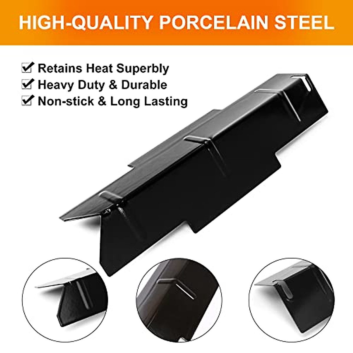 Hisencn Grill Replacement Parts for Dyna Glo DGC350CNP-D DGF350CSP DGF350CSP-D Grill, 2 PCS Heats Tents Heat Plates - Porcelain Steel, 2 PCS Straight Burner PipeTubes Repair Kit - Stainless Steel