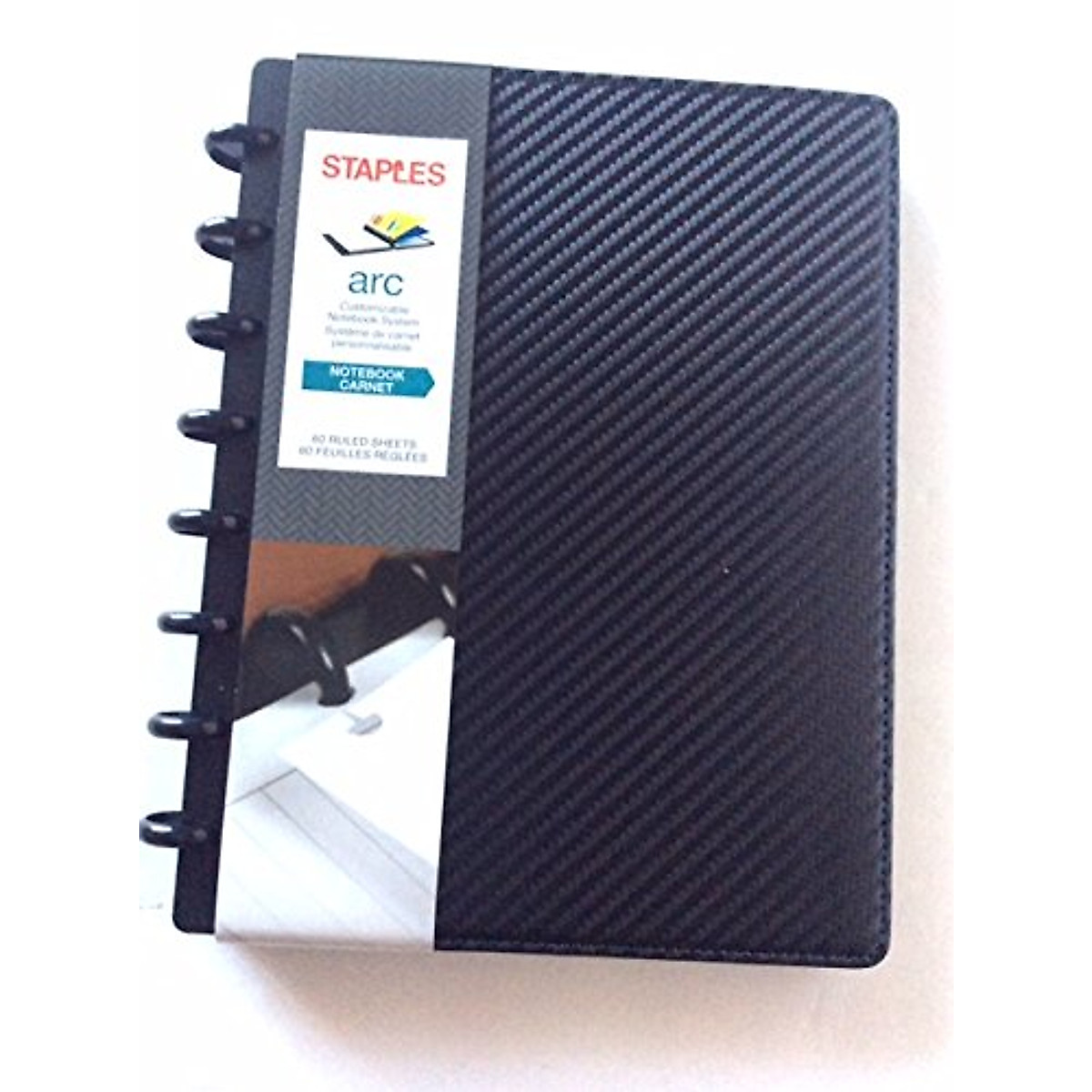 Staples ARC Customizable Notebook System Carbon fiber, Black and dark grey, 5.5" x 8.5