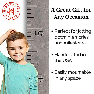 HEADWATERS STUDIO Wooden Growth Chart for Wall-Kids Sizing Chart, Height Measurement for Wall, Kids Height Wall Chart, Kids Height Ruler, Height Growth Chart for Kids - Love Grows Here Gray (63"x6.7")