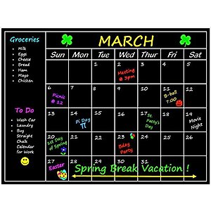 Large Chalkboard Calendar 2019 | 24" x 18" Wall Decal Sticker Monthly Planner Blackboard Organizer for Home, Kitchen, Office, Refrigerator Wall Decor