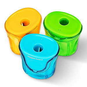 Amazon Basics School Pencil Sharpener, 1 Hole, 3-Pack