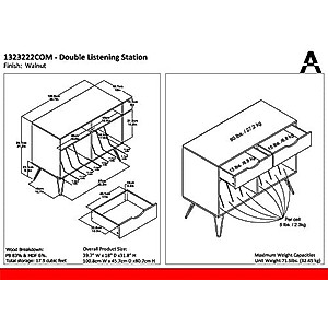 Novogratz Concord Turntable Stand, Double, Walnut