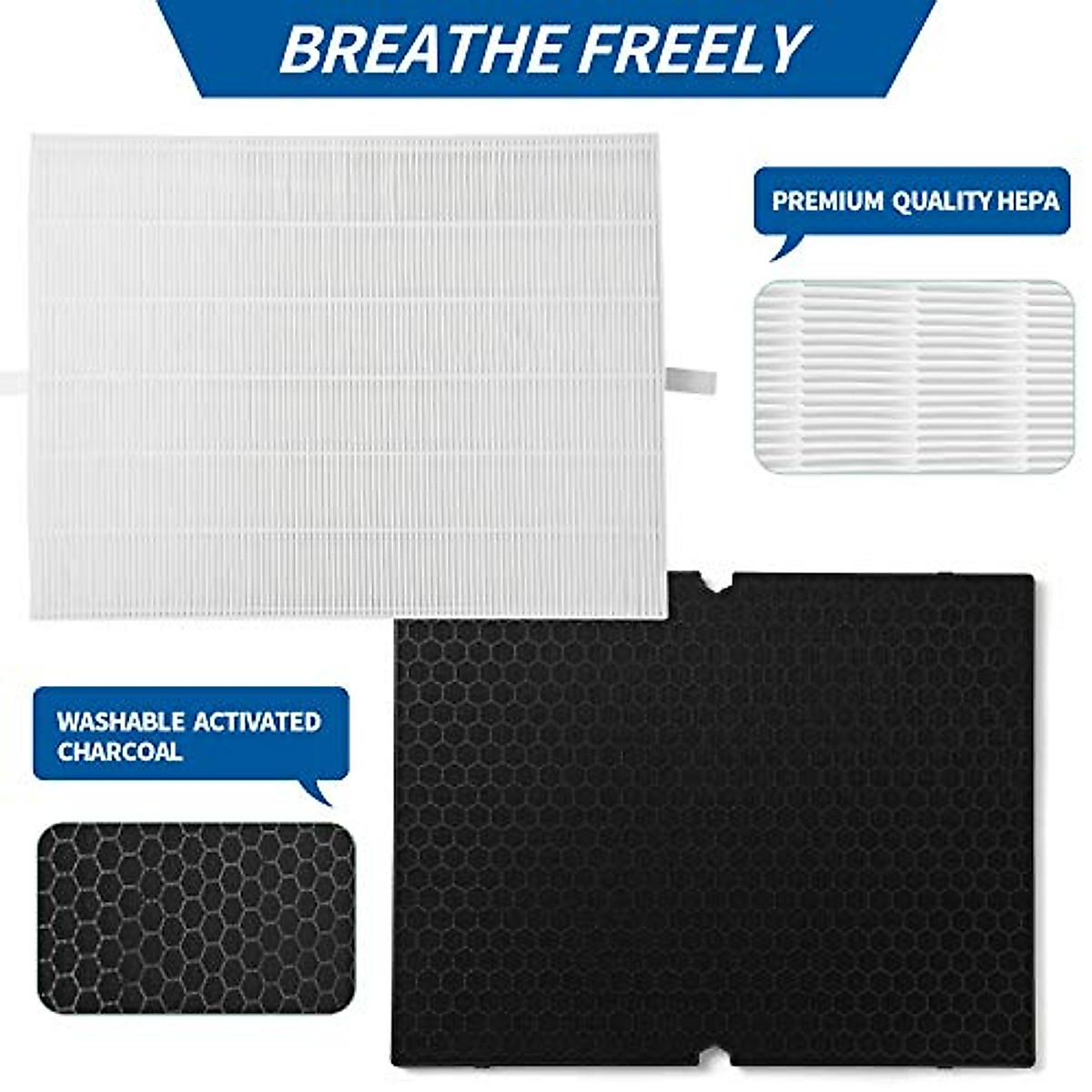 DerBlue 2 Set Filter H Replacement Compatible with Winix 5500-2 Compare to Part # 116130