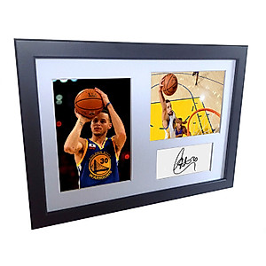 A4 Signed Stephen Curry Golden State Warriors Autographed Basketball Photo Photograph Picture Frame Gift 12"x8"