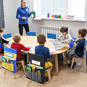 AUVCAS Black Chair Back Pocket School Seat Chair Storage Pocket Organizer with Label Slot Multiple Pockets for School Home Classroom Preschool Daycare