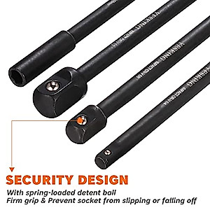 YESKING Impact Socket Adapter Set with Magnetic Extension Bit Holder, Drill Sockets Adapters 1/4" 3/8" 1/2" Drive Power Adapter Set for Power Drills & Impact Drivers (3" 4-Piece & 6" 4-Piece)
