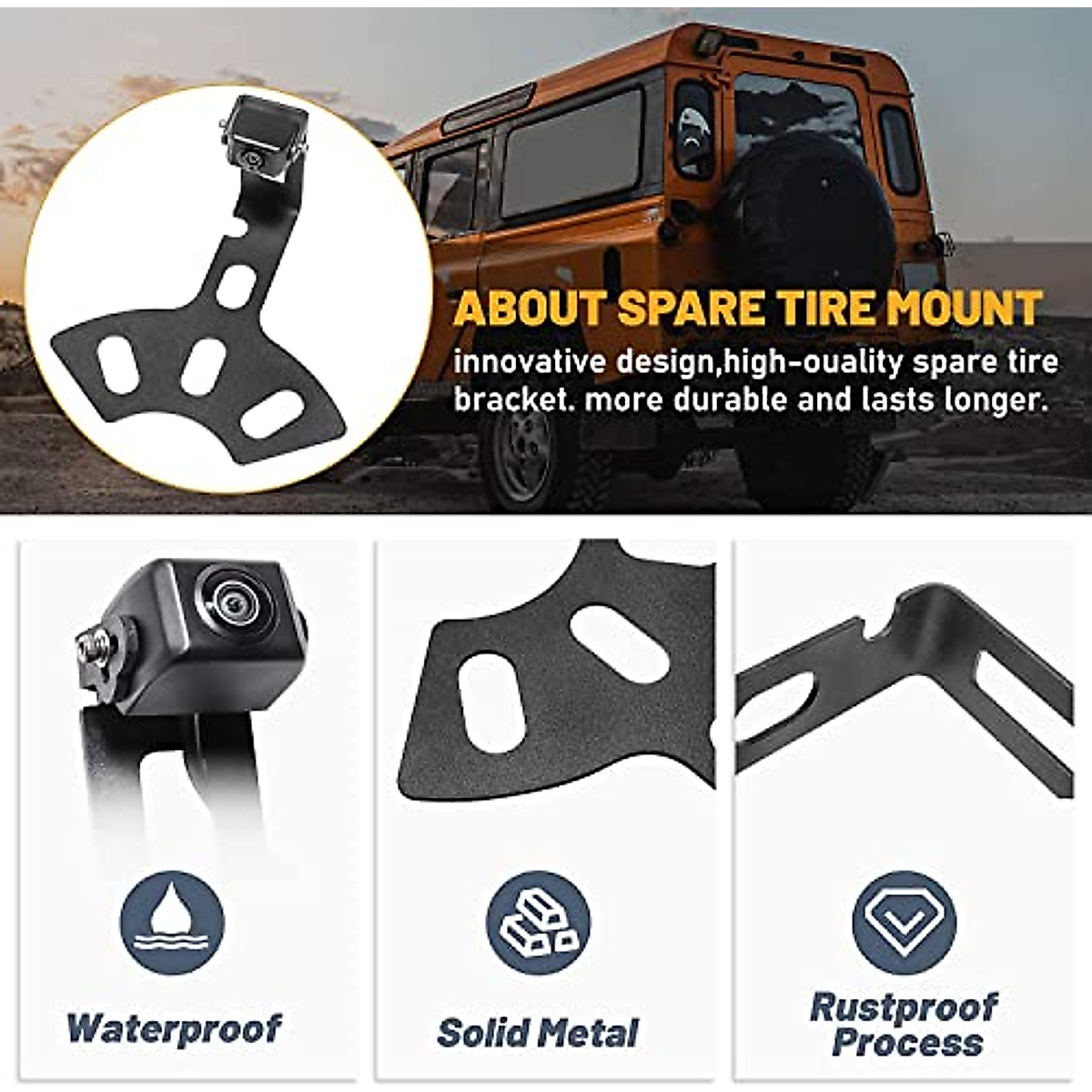 RED WOLF Spare Tire Rear View Backup Camera for Jeep Wrangler JK 2007-2018, Sahara JK 2010-2018 Truck Reverse View Camera Waterproof with Factory Radio RCA Uconnect Plug Adapter