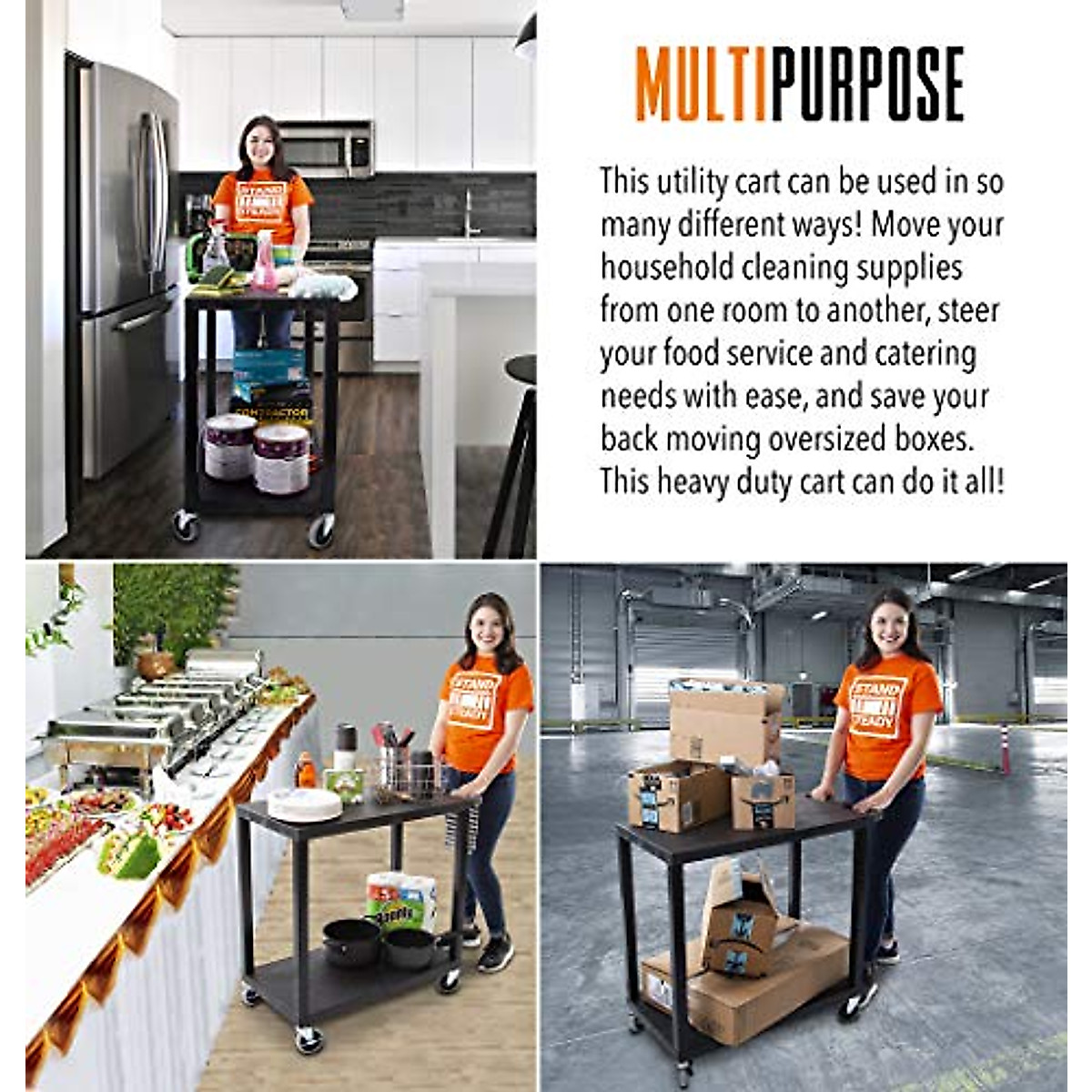 Original Tubstr - Flat Top Utility Cart - Heavy Duty, Supports up to 400 lbs - Flat Shelf Multipurpose Cart Perfect for Home, Garage, Catering, Warehouse and More (2 Shelf / 35x18)