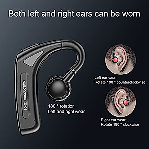 schicj133mm Bone Conduction Headphones - 1Pc M-618 Bone Conduction Earphone Waterproof Long Standby Time Earhook Bluetooth-Compatible 5.1 Wireless Single Headset for Business - Black