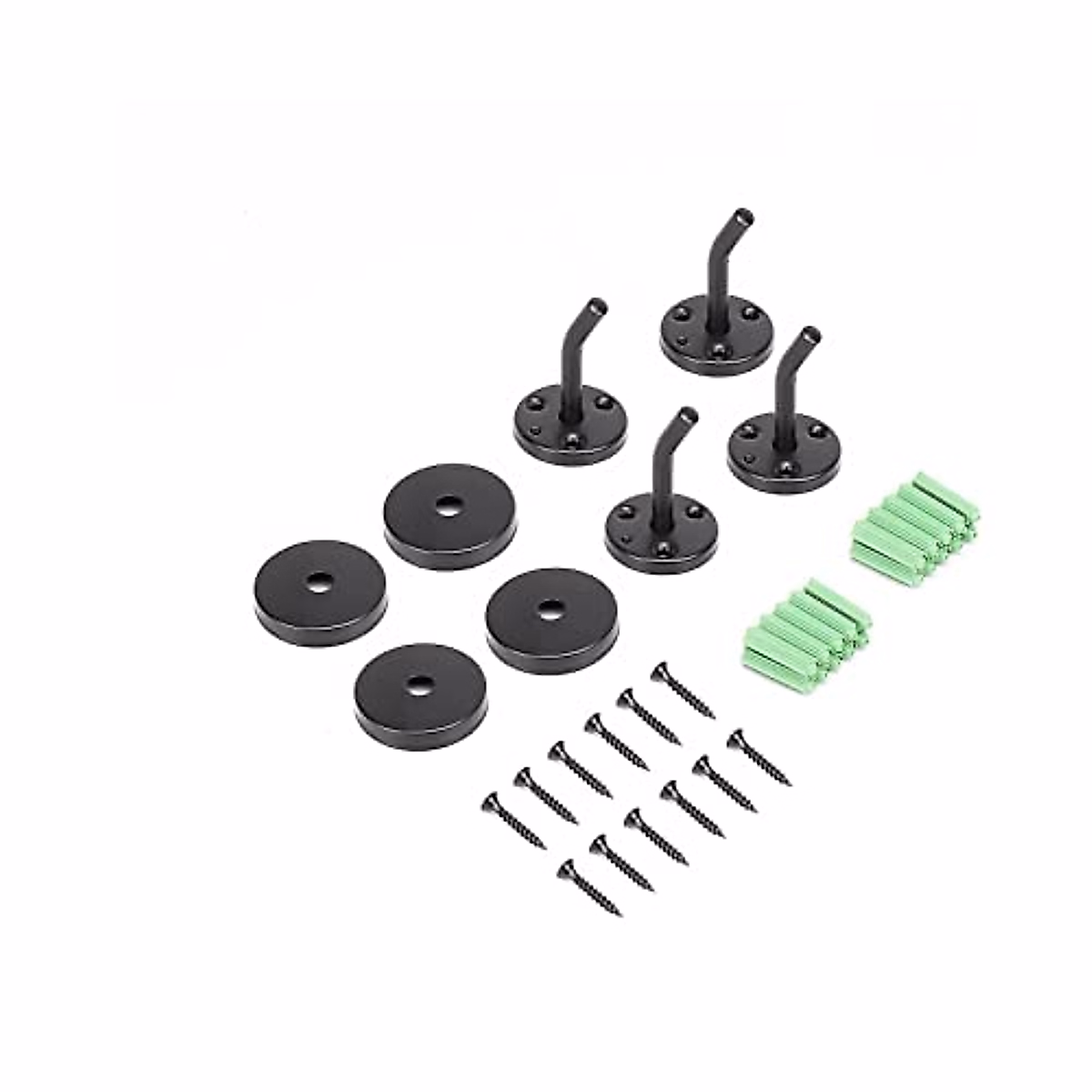 FUIEJIOEI Black Stainless Steel Long Nose Single Heavy Duty Long Coat Hook 4PCS (2"/50mm)