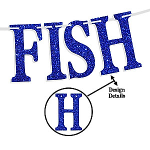 Two Less Fish in the Sea Banner, Engagement Party Beach Wedding Party Decor, Nautical Sea Theme Bridal Shower, Funny Bachelorette Party Decorations (Blue Glitter)