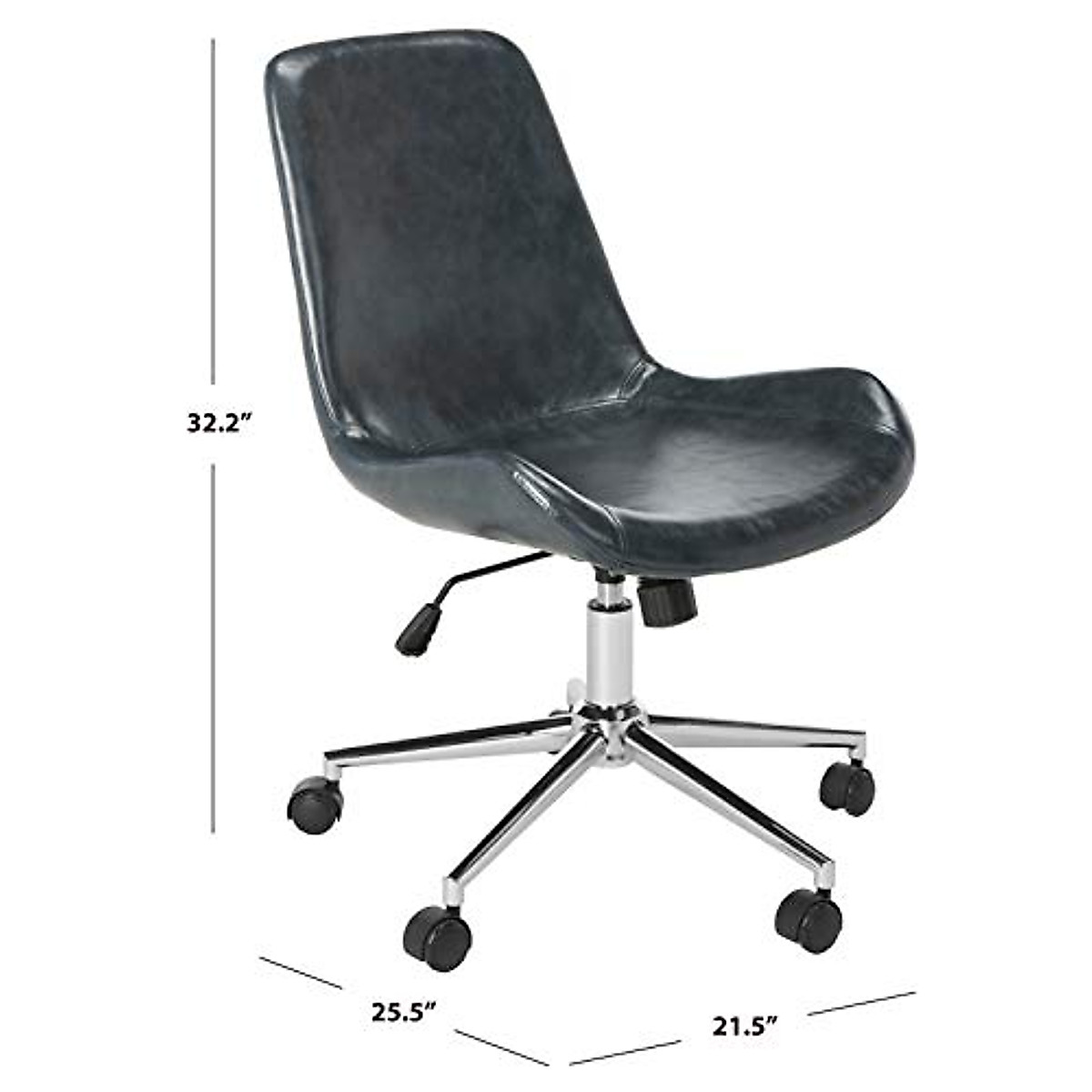 SAFAVIEH Home Collection Fletcher Dark Grey Faux Leather/ Chrome Swivel Adjustable Height Office Desk Chair