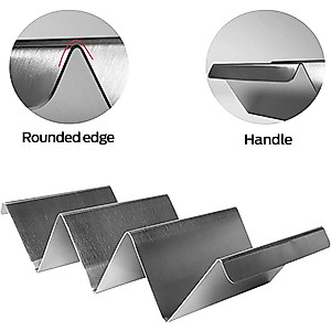 Taco Holder Stand - Set of 3 - Grill Safe Oven Trays 304 Stainless Steel Taco Racks with Handles - Fill & Serve Tacos With Ease - Taco Plate