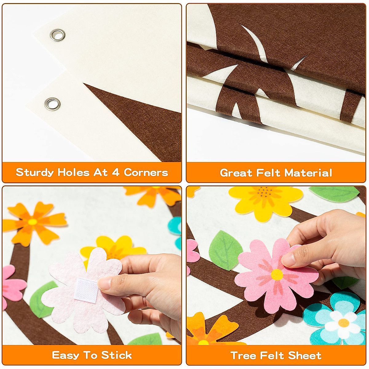 WATINC 149Pcs Seasonal Tree Felt Board Story Set Changeable Seasonal Tree Autumn Time Board Sun Maple Leaves Squirrel Hedgehog Hello Fall Ornaments Preschool Large Wall Storyboard for Home Classroom