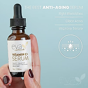 Eva Naturals Vitamin C Serum for Face Plus Hyaluronic Acid, Retinol, Niacinamide & Salicylic Acid, Anti Aging Serum, Reduce Fine Lines, Wrinkles & Dark Spots, Brightening Skin Serum for Glowing Skin (1 oz)