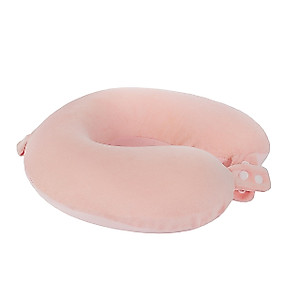 Makimoo Travel Neck Pillow, Top Memory Foam Pillow for Head Support, Ideal for Airplanes, Cars, and Home Recliners, Adjustable and Soft (Pink)