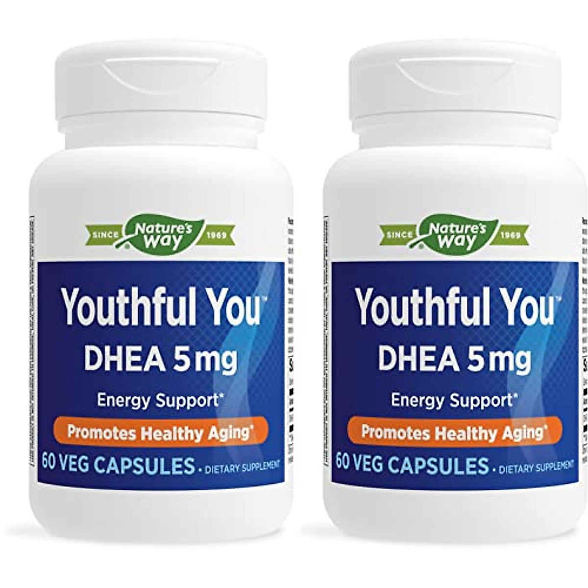 Nature's Way Youthful You DHEA, 5mg per Serving, Energy Support*, Healthy Aging*, 60 Capsules - (Pack of 2)