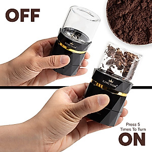 King Palm Electric Herb Grinder - Portable Herb Grinder with USB type-C Charger - Herb Spices Coffee Grinder with Extra Jar - Black