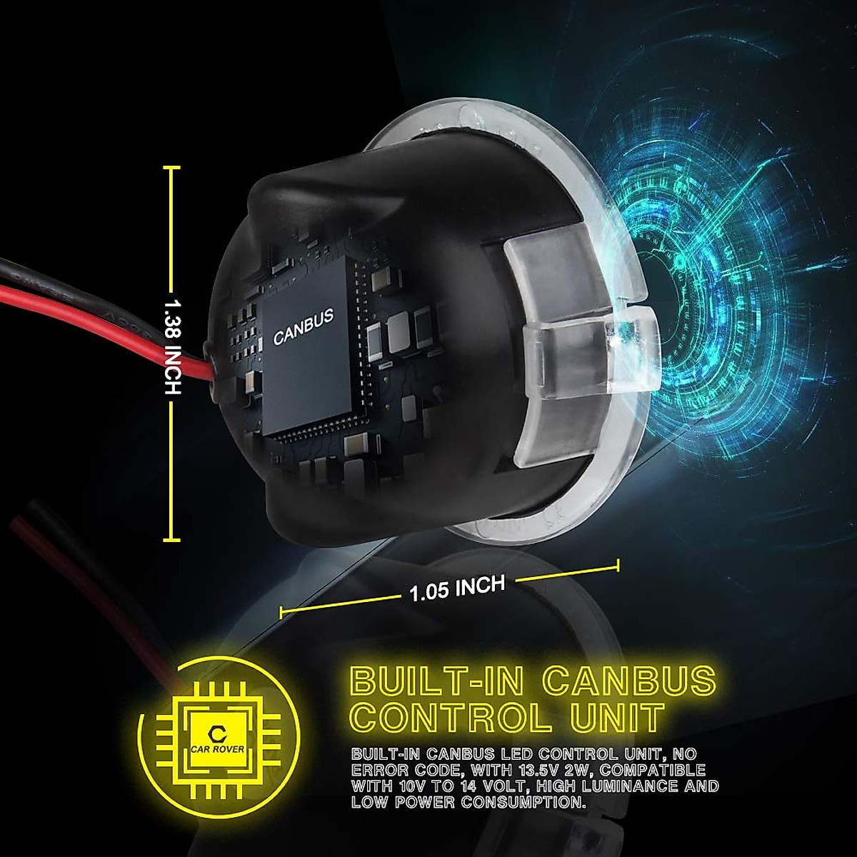 CAR ROVER Full LED Side Mirror Puddle Light Assembly with 6000K Xenon White Replacement for Ford F-150 Expedition Explorer Edge Flex Fusion Taurus X (Pack of 2)