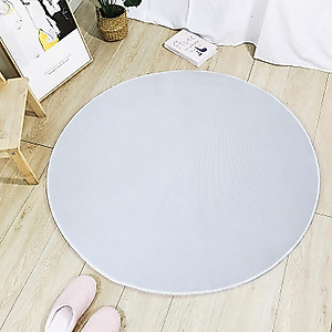 HOUSERAN Round Rug Ivory 3ft Circle Rug Non-Slip Washable Easy Care Chair Mat Area Rug Carpet for Bedroom Living Room Office Dining Room Dorm