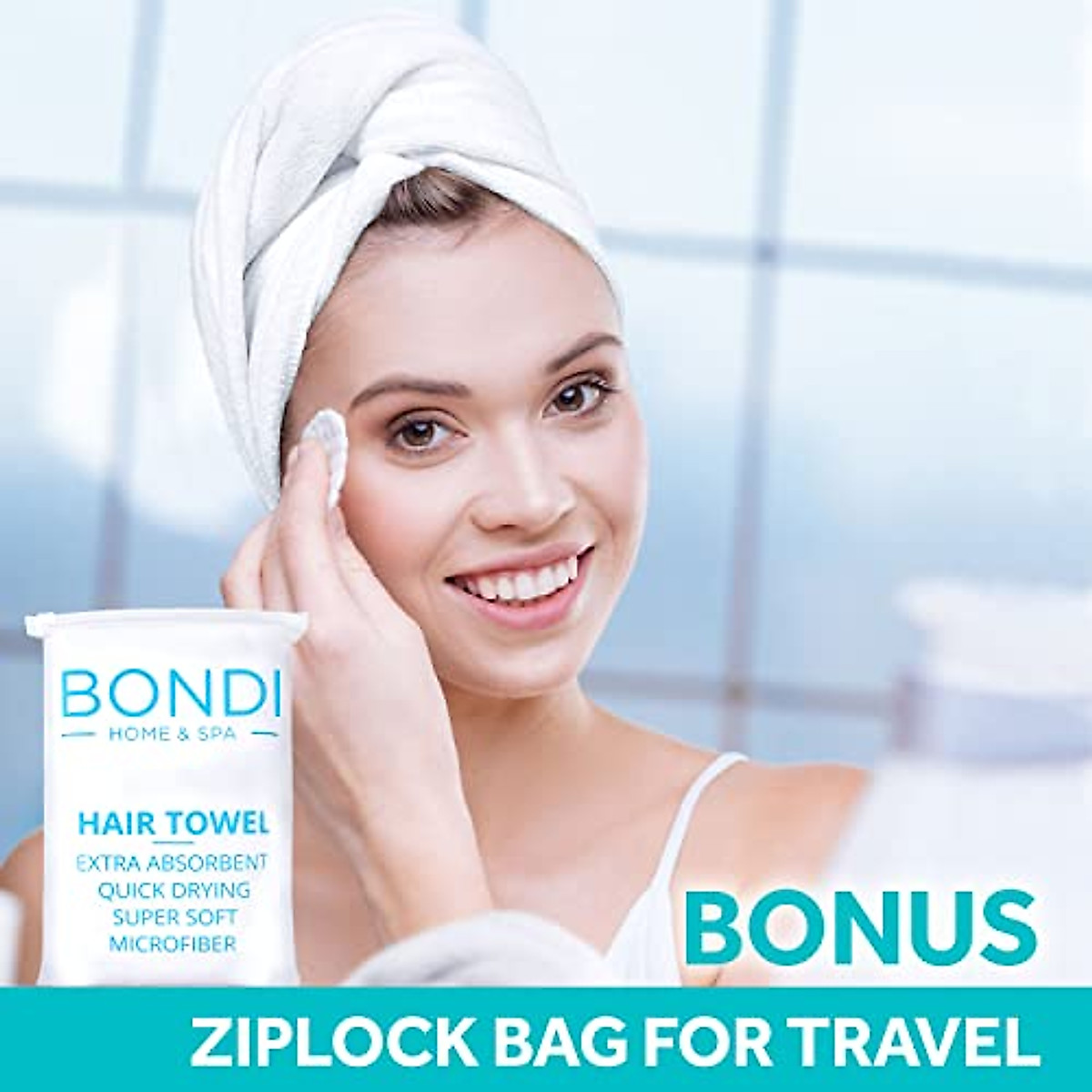 BONDI HOME SPA Microfiber Hair Towel - Extra Large Wet Hair Towel Wrap (42 x 22) - Anti-Frizz, Fast Hair Drying Towel - Perfect for Long, Thick or Curly Hair (Rectangle)