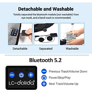 LC-dolida Sleep Headphones Bluetooth Sleep Mask,3D Wireless Music Eye Mask Bluetooth Headband Sleeping Cover Mask for Side Sleepers, Nap, Insomnia, Air Travel, Meditation, Tech Gadgets Unique Gifts
