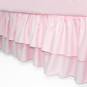 American Baby Company Double Layer Ruffled Crib Skirt, Blush Pink, for Girls, 1 Count (Pack of 1)