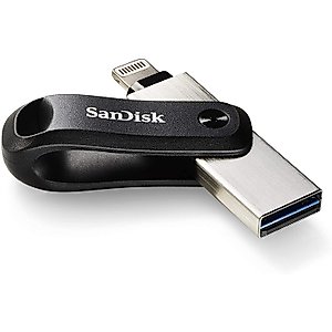SanDisk 256GB iXpand Flash Drive Go for iPhone, iPad, Computer, Laptop - USB 3.0 Dual Drive with Reversible Lightning/TypeA Connectors SDIX60N-256G-GN6NE Bundle with 1 Everything But Stromboli Lanyard