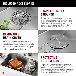 DELTA FAUCET 95B932-30S-SS Lorelai Workstation Kitchen Sink Undermount Stainless Steel Single Bowl with WorkFlow Ledge and Chef’s Kit of 6 Accessories