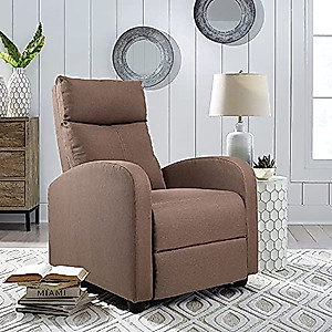 Flamaker Fabric Recliner Chair Massage Recliner Sofa Chair Adjustable Reclining Chairs Home Theater Single Modern Living Room Recliners with Thick Seat Cushion and Backrest (Brown)