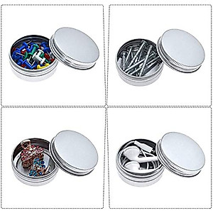 Healthcom 2Oz/60ML Metal Tin Steel Flat Silver Metal Tins Jars Empty Slip Slide Round Tin Containers With Tight Sealed Twist Screwtop Cover,21 Pcs