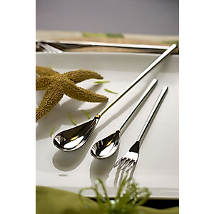 Fortessa Dragonfly 18/10 Stainless Steel Flatware Dessert/Tea Spoon, 7-Inch, Set of 12