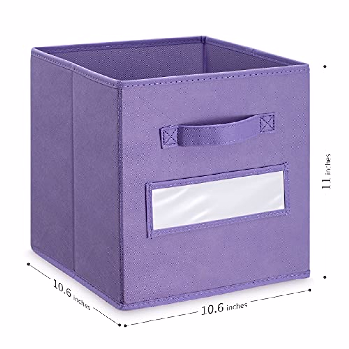 artsdi Set of 10 Storage Cubes,Foldable Fabric Cube Storage Bins with 10 Labels Window Cards & a Pen,Baskets Containers for Shelves, Closet Organizers Box for Home & Office,Purple