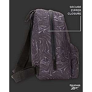Reebok Women's Backpack - Heritage Lightweight Mini Shoulder Purse - Travel Gym Bag, Black Abstract