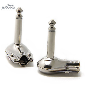 Ancable 4-Pack 1/4" Right Angle Plugs TS Mono Heavy Duty Flat Low Profile Pancake Style for Guitar, Instrument, Speaker/Microphone/Patch Cables - 6.35mm Male 1/4 Inch Phone Plug