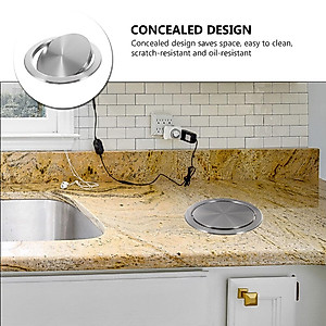 DOITOOL Trash Can Lid, Built-in Trash Chute Flap Cover Swing Trash Bin Lid 25CM Trash Grommet for Kitchen Countertop Office Desk Door Chute Hole Drawer