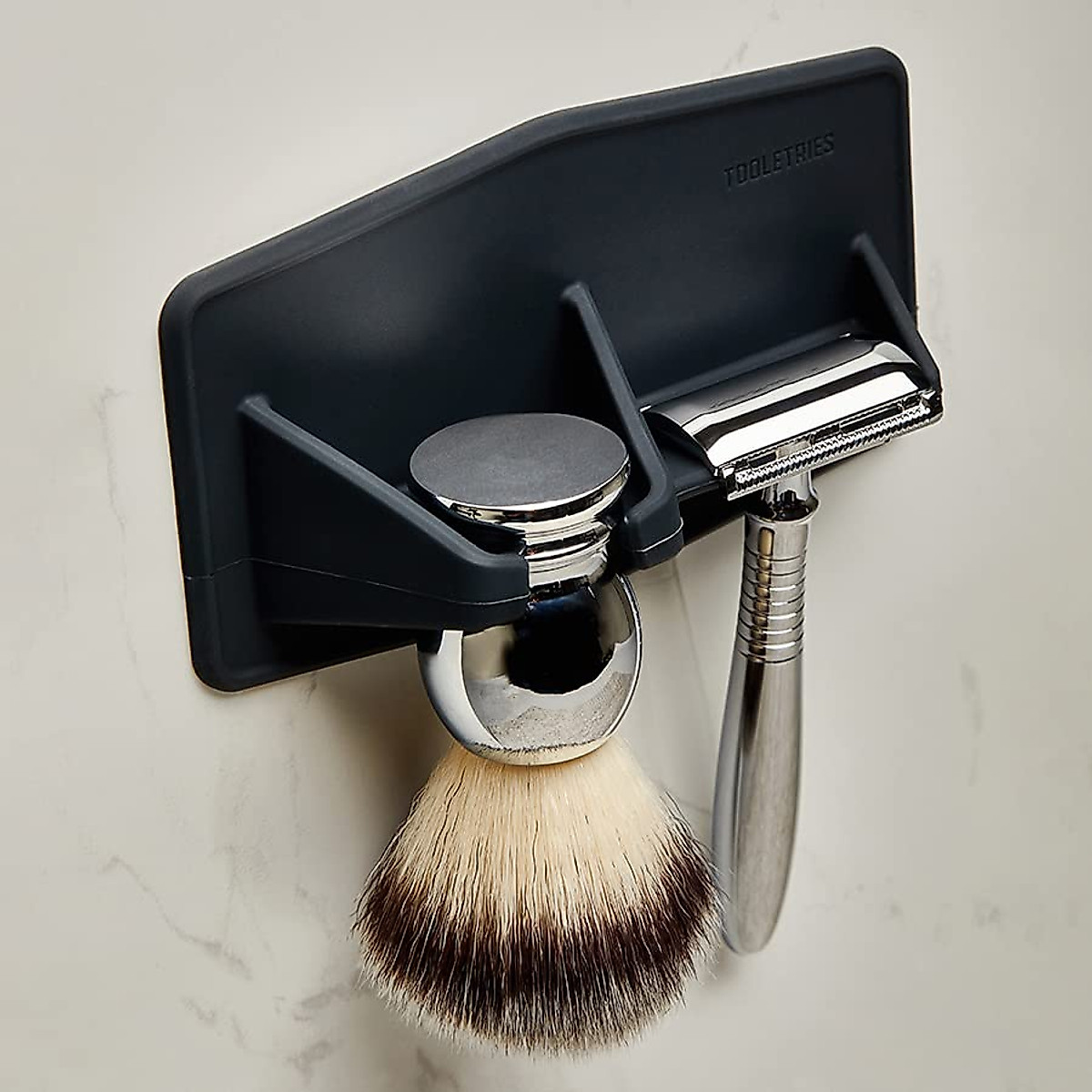 Tooletries - The Maverick Silicone Razor & Brush Holder Holder - The Best Safety Razor Stand. This Will Prolong The Life of Your Shaving Brush - Charcoal