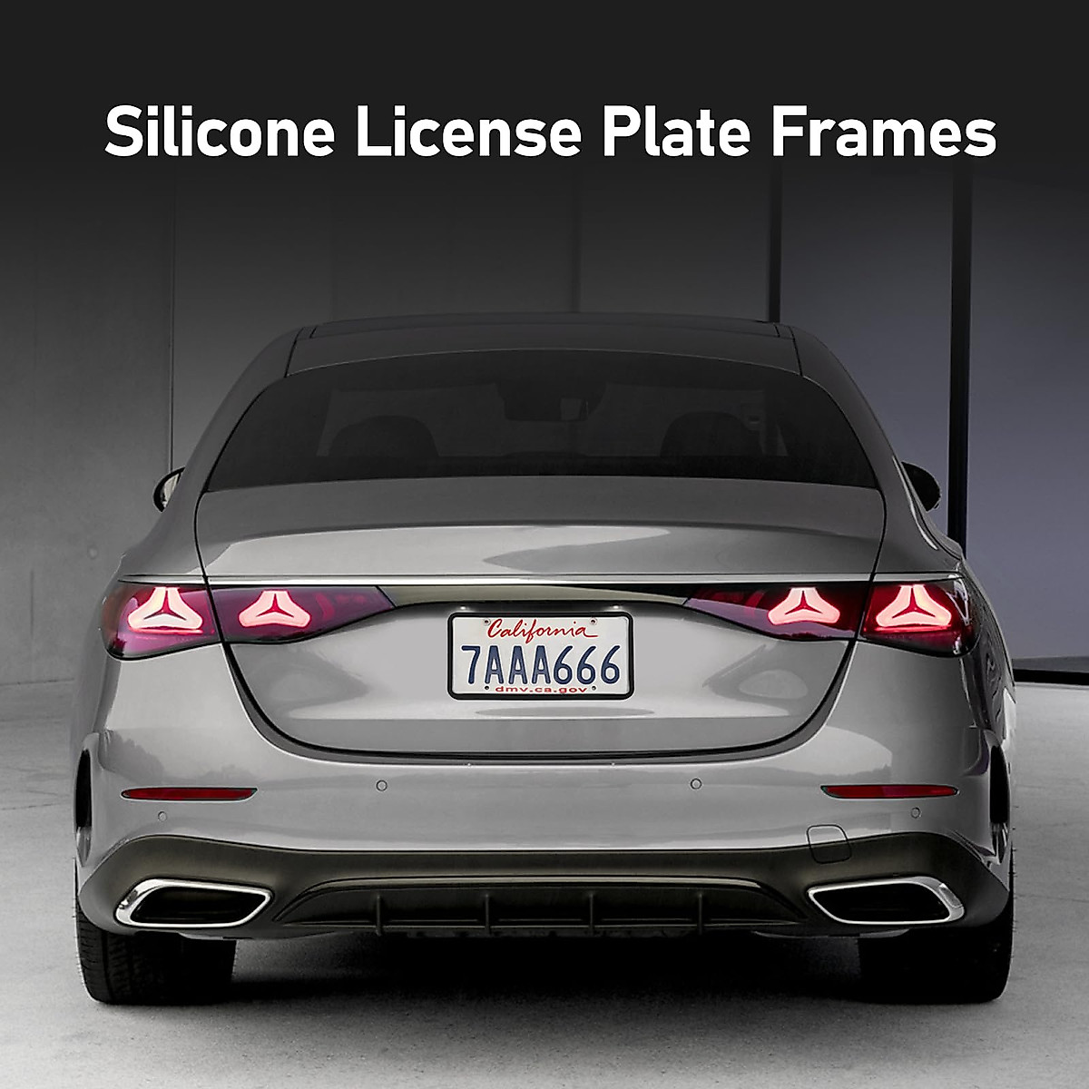 GKmow 1 PC Car Silicone License Plate Frame, 12.2In x 6.3In Waterproof Rust-Proof Does Not Hurt Car Paint License Plate Holder, Universal American Car License Plate Bracket (Black)