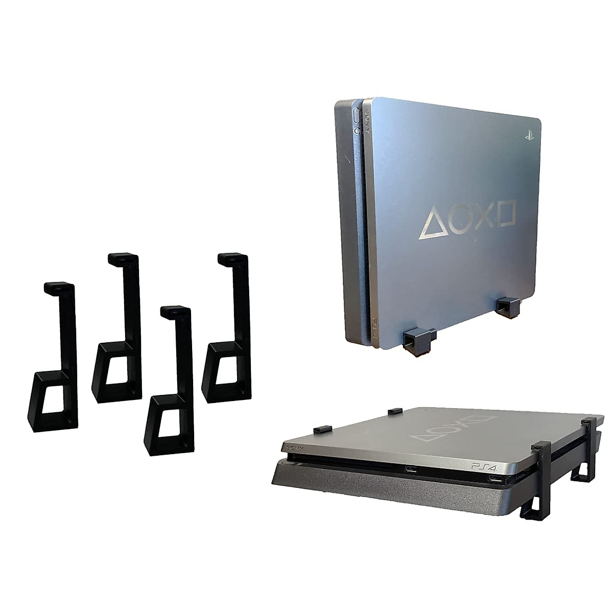 Kimalab Horizontal Vertical Stand for PS4 Original Playstation 4 Stand Cooling Station Feet for PS4 Console Slim - Updated Design for Secure Fit (PS4 Slim - Black)