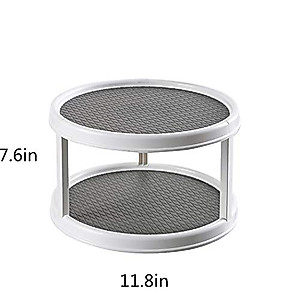 RomanticDesign Lazy Susan Turntable Spice Organizer 2-Tier Non-Skid 11.8 Inch Spice Rack Cabinet Organizer for Cabinets and Pantry, Blue