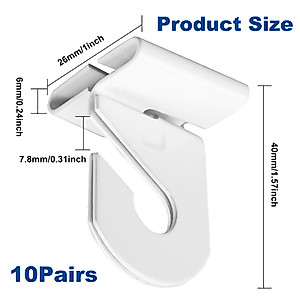 Wozoohyi White Suspended Ceiling Hooks 10 Pairs Metal Ceiling Hanging Hook,Ceiling Grid Clips for Offices Home Plants Decorations,T-Bar Suspended Ceiling Hooks Hold Up to 20 Lbs (A-White 10 Pcs)