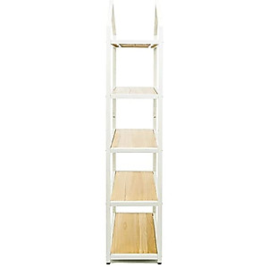 Displays2go 5-Tier Home or Retail Shelving Unit, Wrought Iron Frame, Open Back, Triangle Top Design - Ivory