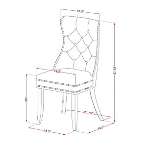 East West Furniture DAP2F29 Dallas Parson Chairs - Button Tufted Nailhead Navy Blue Polyester Fabric Padded Dining Chairs, Set of 2, Linen White