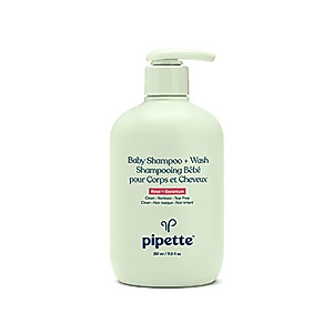 Pipette Baby Shampoo and Body Wash - Rose + Geranium, Tear-Free Bath Time, Hypoallergenic, Moisturizing Plant-Derived Squalane, Non-Toxic, Sulfate Free, 11.8 fl oz