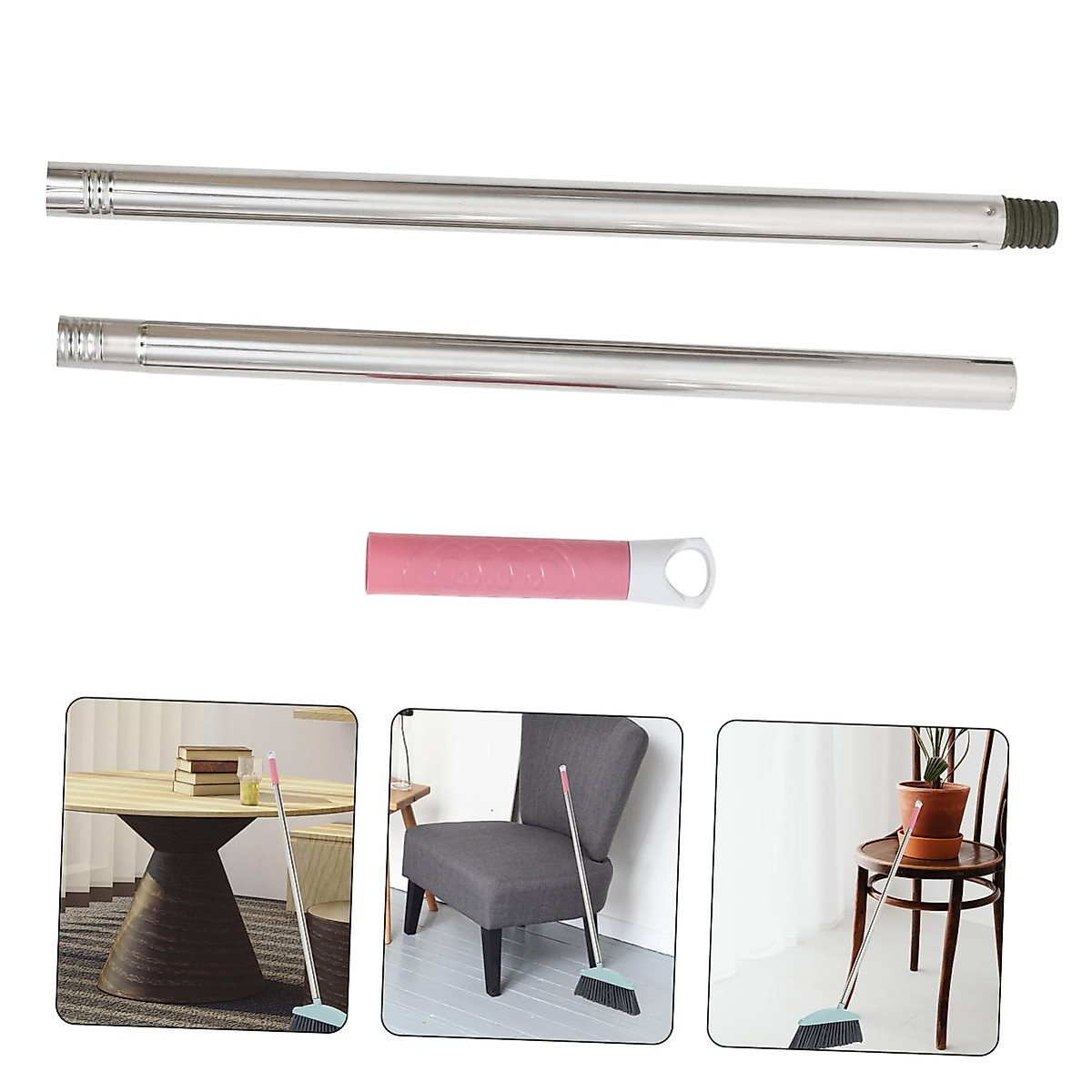 ORFOFE Broom Handle Stainless Steel Replacement Stick for Floor Cleaning Broom Stick for Household and Commercial Use