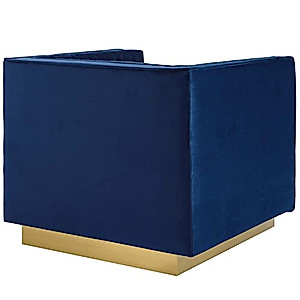 Modway Sanguine 3 Piece Vertical Channel Tufted Upholstered Performance Velvet Set, Navy